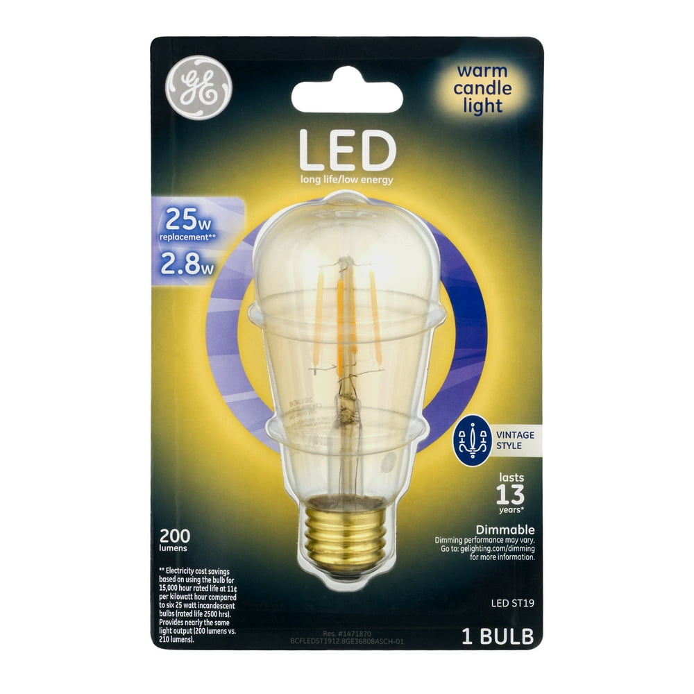 GE LED Vintage Style Bulb 25W Warm Candle Light, 1.0 CT - Walmart.com ...