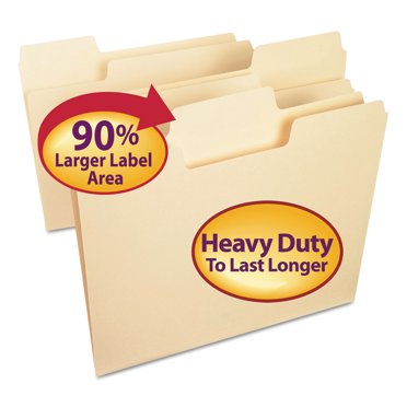 SchoolSmart Half-Cut File Folders, Manila, 100-Pack - Walmart.com