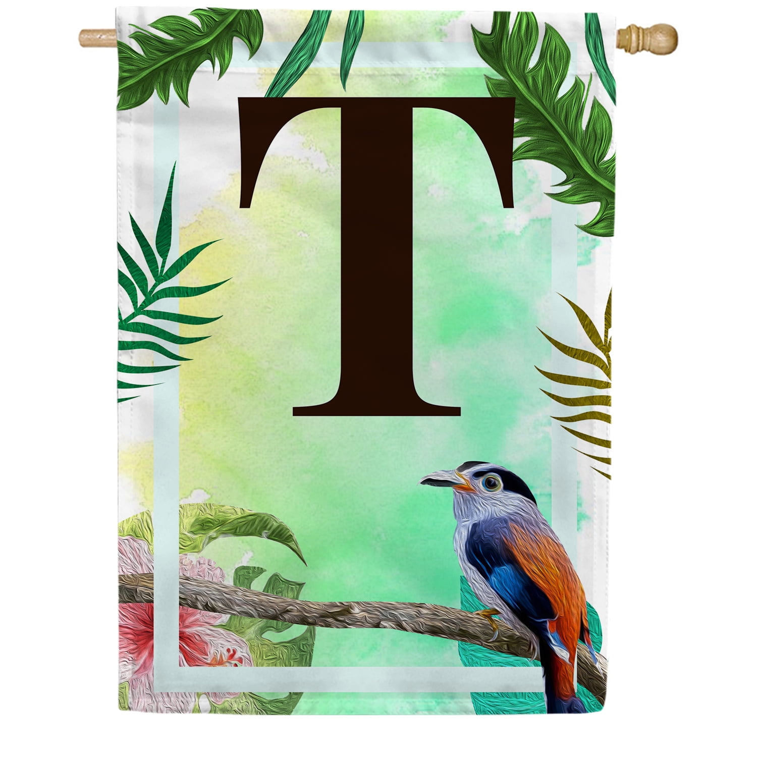 America Forever Tropical Summer Monogram House Flag Letter T 28 x 40 ...