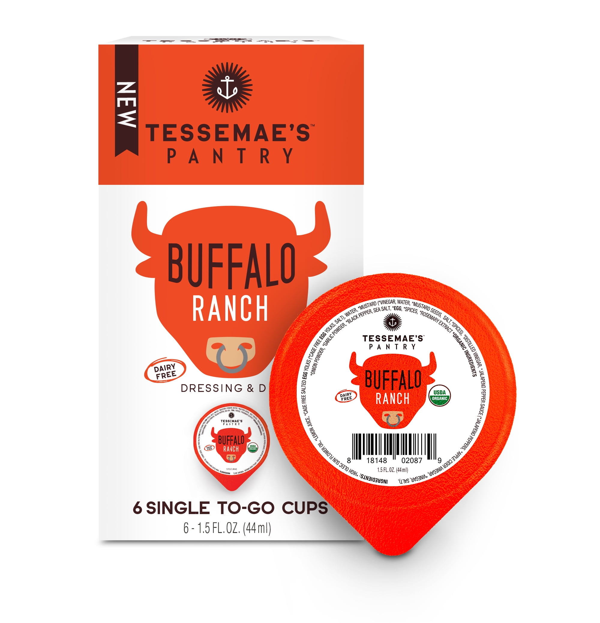Tessemae's Organic Buffalo Ranch Dip Cups Salad Dressing & Dip, 1.5oz ...