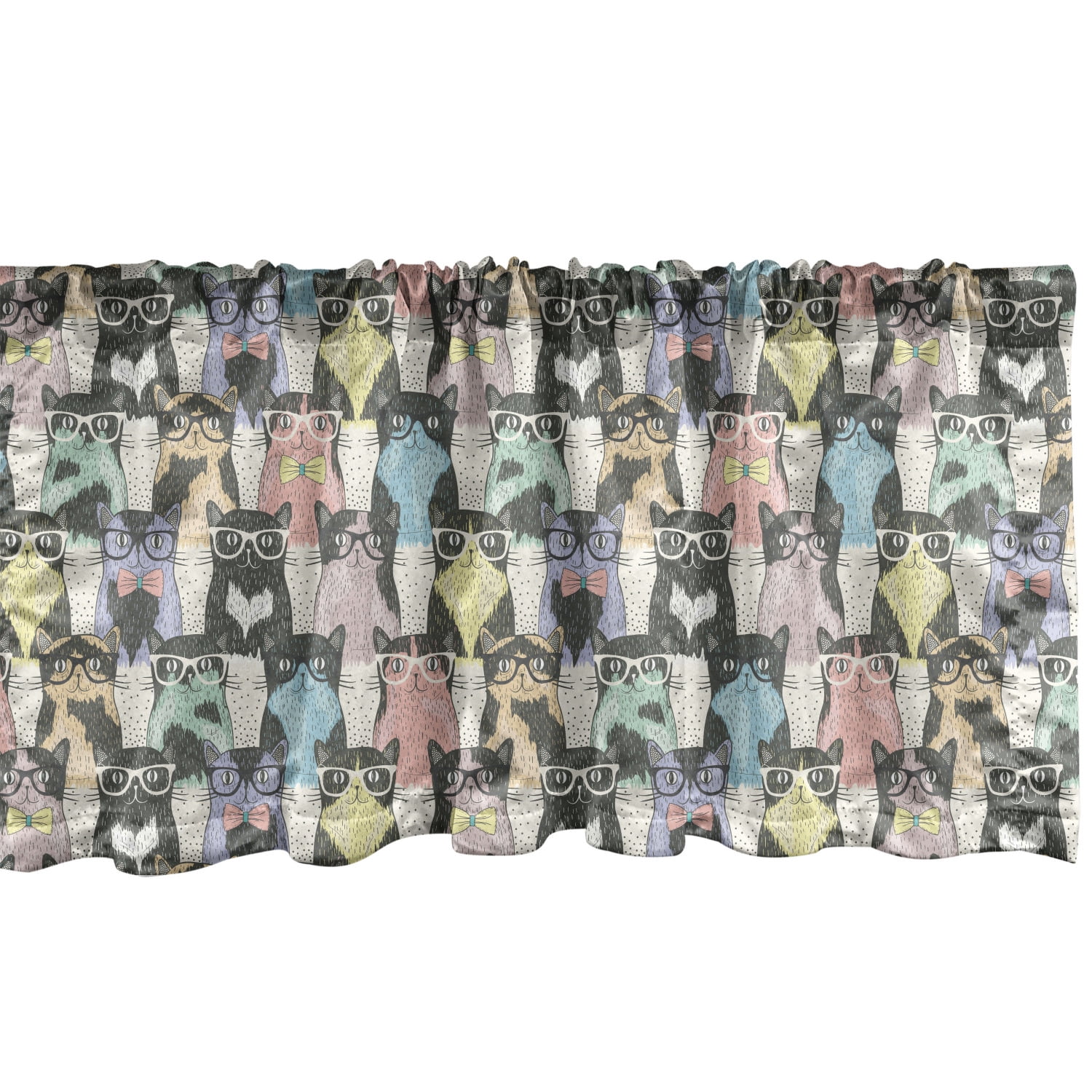 Ambesonne Cat Window Valance, Retro Style Pattern with Cats Hipster ...