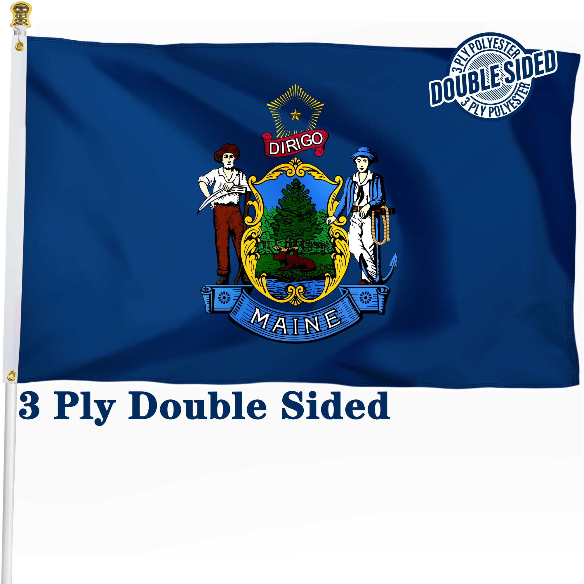 DANF Double Sided Maine State Flag 3x5 ft, Heavy Duty 3 Ply Durable ...
