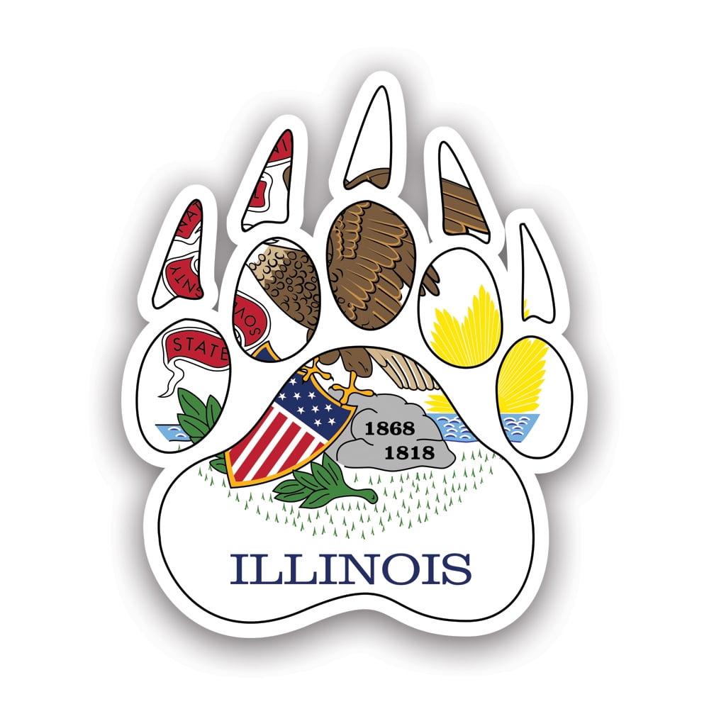 Illinois State Bear Print Shaped Sticker Decal - Self Adhesive Vinyl ...