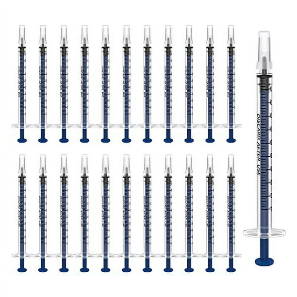 50 Pack 1ml Plastic Syringe Sterile Individual Wrap with Cap ...