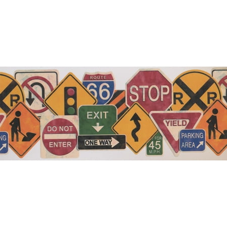 Traffic Signs Educational Wallpaper Border for Kids Teens, Roll 15' x 9 ...