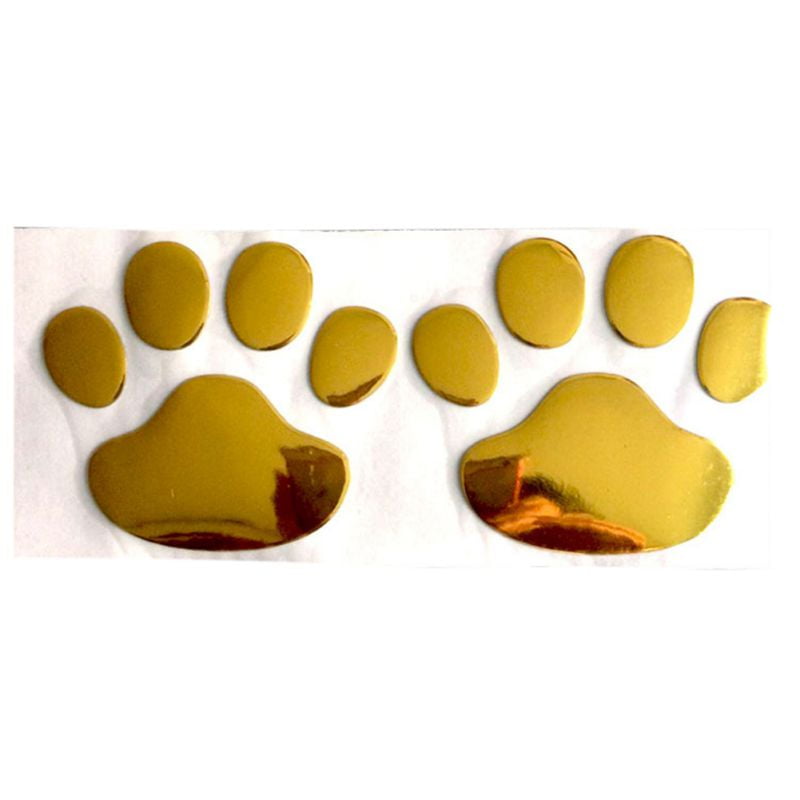 10 Pack 3D Chrome Dog Paw Footprint Sticker Decal Auto Car Emblem Decal ...