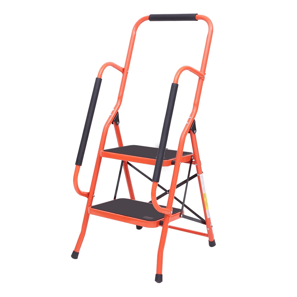 LUISLADDERS 2 Step Ladder Safety Folding Anti-Slip Steel Ladder Large ...