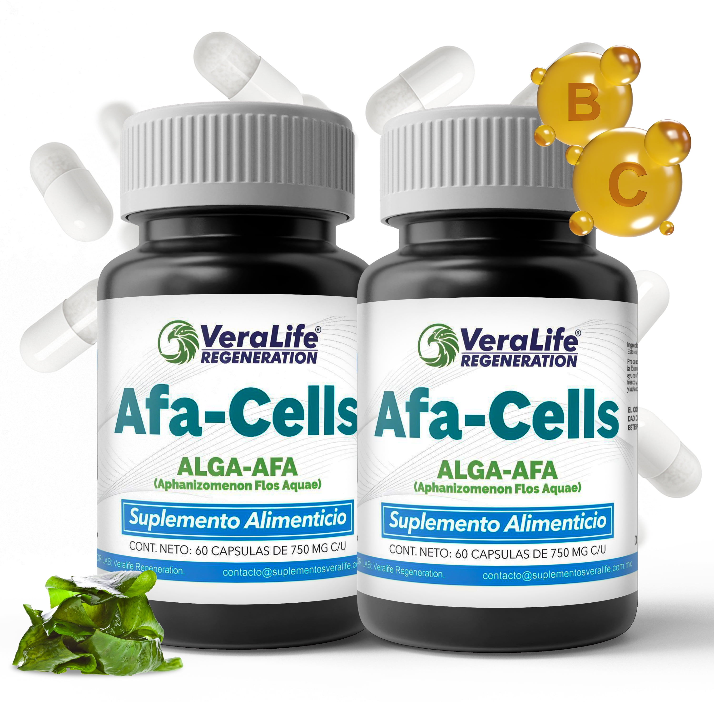 Alga Afa - 60 Tabletas 900 mg - Multivitaminico - VeraLife Pack x2 ...