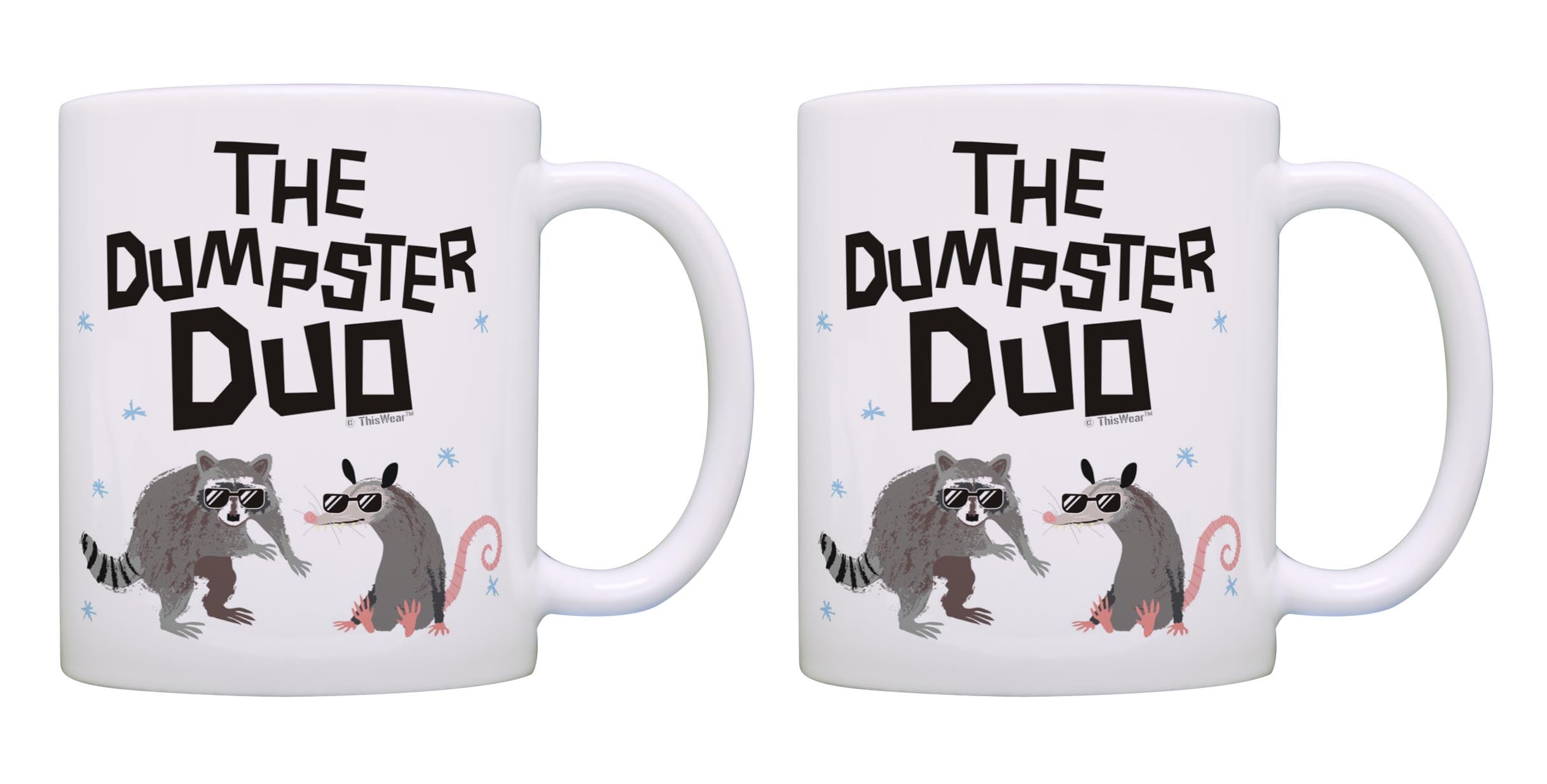 ThisWear Funny Animal Mugs The Dumpster Duo Raccoon & Opossum Mug Set ...