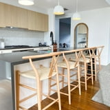 2Xhome Farmhouse Wishbone Counter Height Bar Stools, Rustic Woven Seat ...