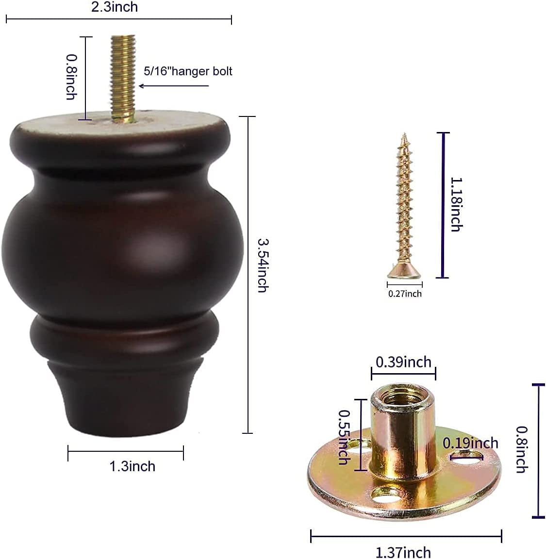 Sofa Legs-Furniture Legs 3.5 inch,Round Couch Legs- Philippines | Ubuy