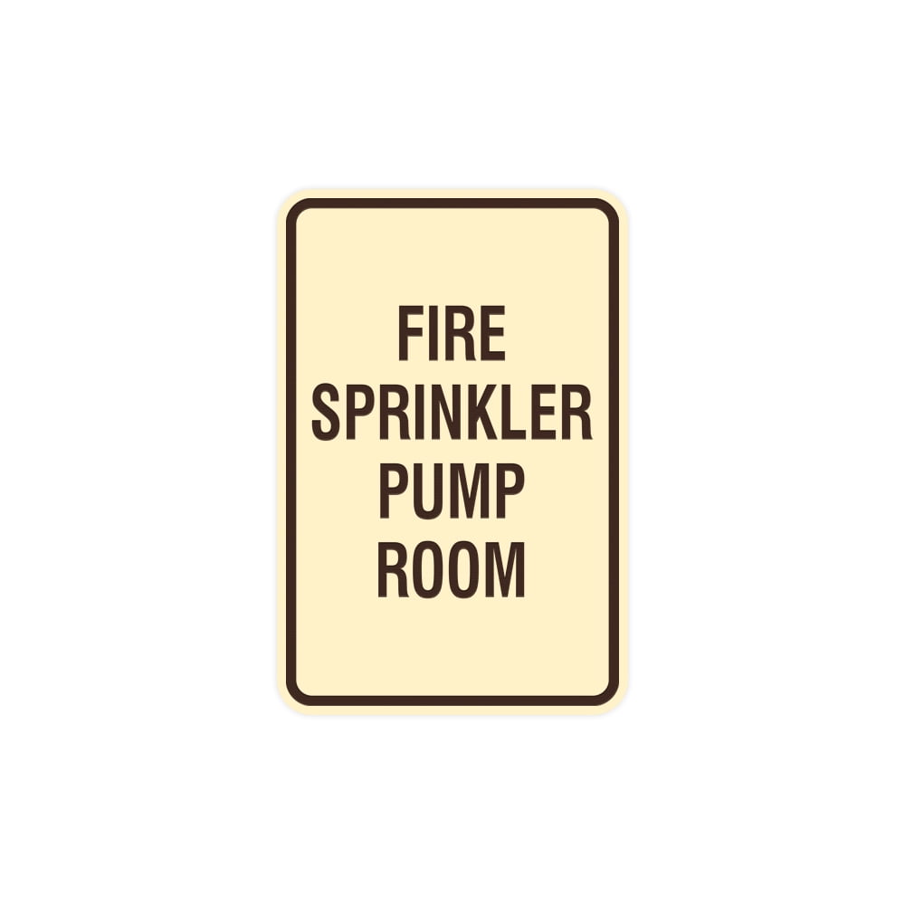 Portrait Round Fire Sprinkler Pump Room Sign (Ivory/Dark Brown) - Large ...