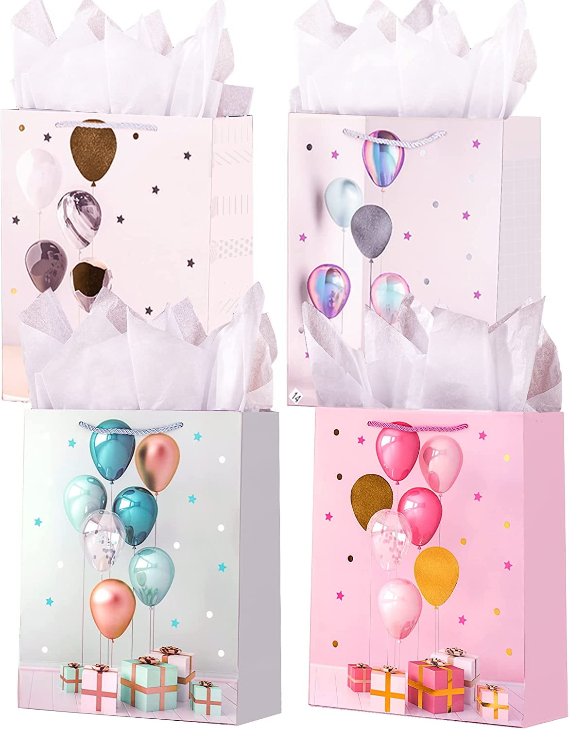 SHIPKEY 12 Pack Birthday Gift Bags, Medium Birthday Bags Bulk with ...
