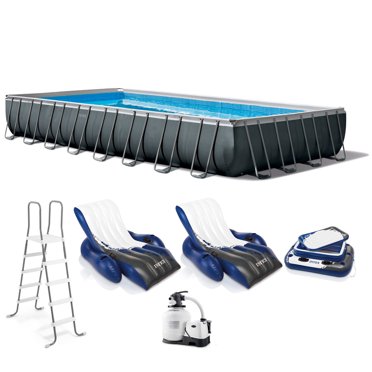 Intex 32ft Ultra XTR Rectangular Pool, Metal Frame, Pump & Maintenance ...