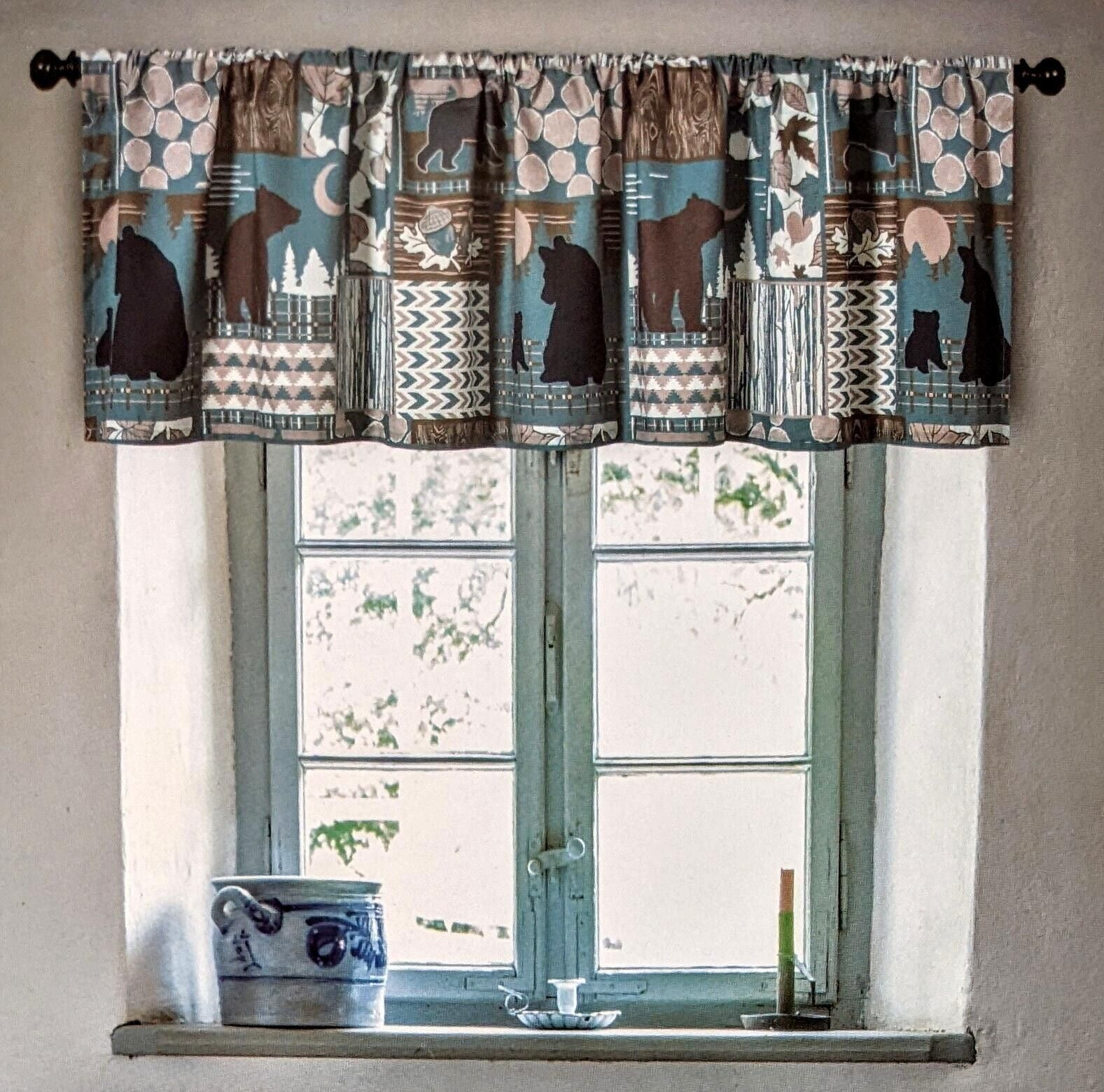 TIMBERLAND BEAR Wilderness Cabin Window Valance, 72" x 16" by DeLeon ...