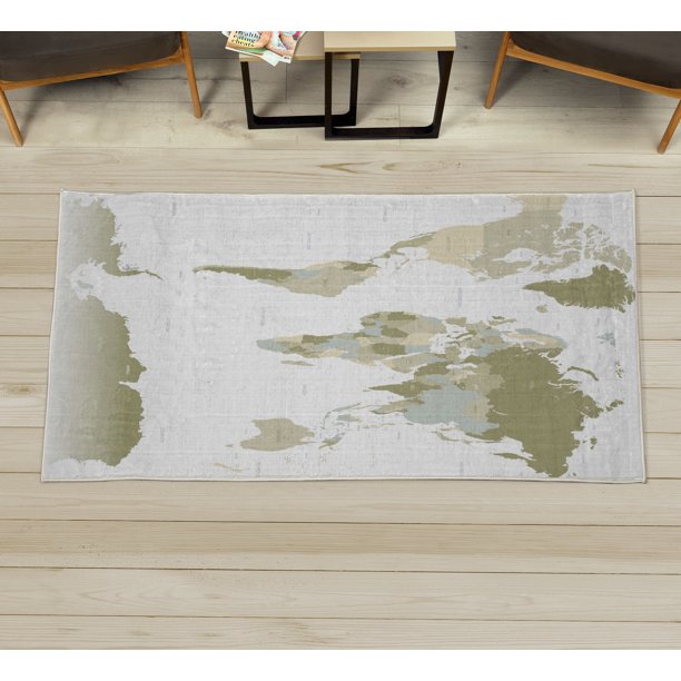 Earth Decorative Rug, Detailed World Map with All Countries Major ...
