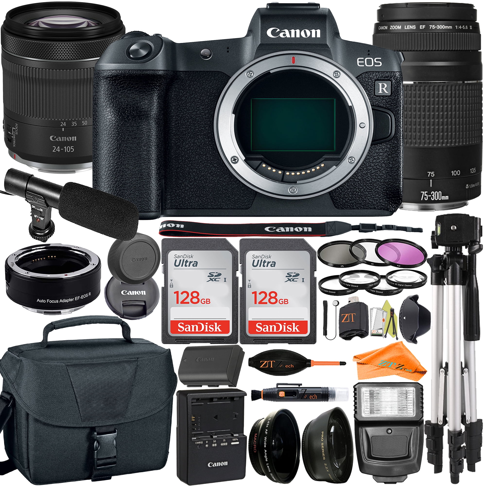 Canon EOS R Mirrorless Camera with RF24-105mm + 75-300mm Lens + Mount ...