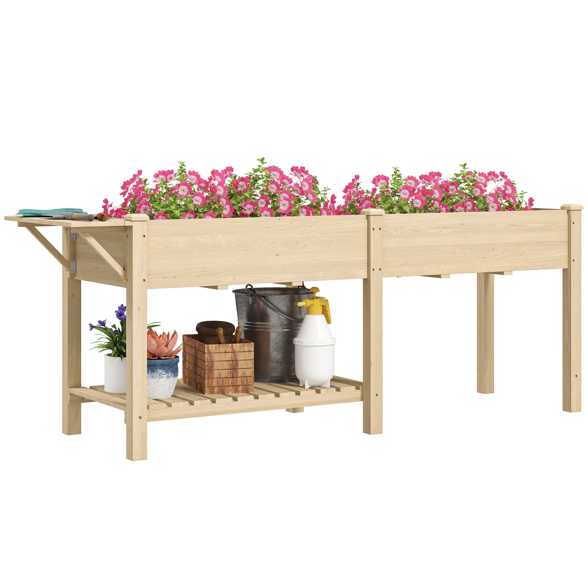 Click here for Outsunny Raised Garden Bed  Wood Garden Box With B... prices