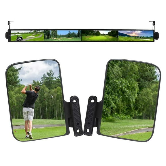 WLOOD Golf Cart Folding Side Mirrors and Rear View Mirror 16.5" Extra ...