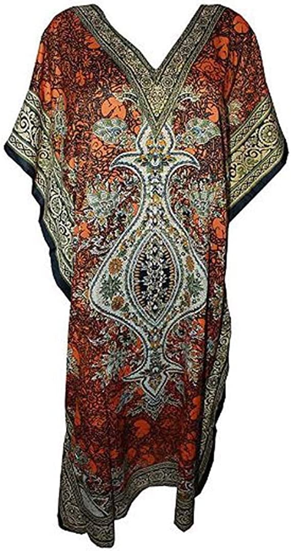 Sharvgun Women's cool long Kaftans/Floral printed long cool kaftan ...