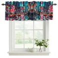 City Night View 2 Panels Kitchen Valance, Modern Neon Building Traffic ...