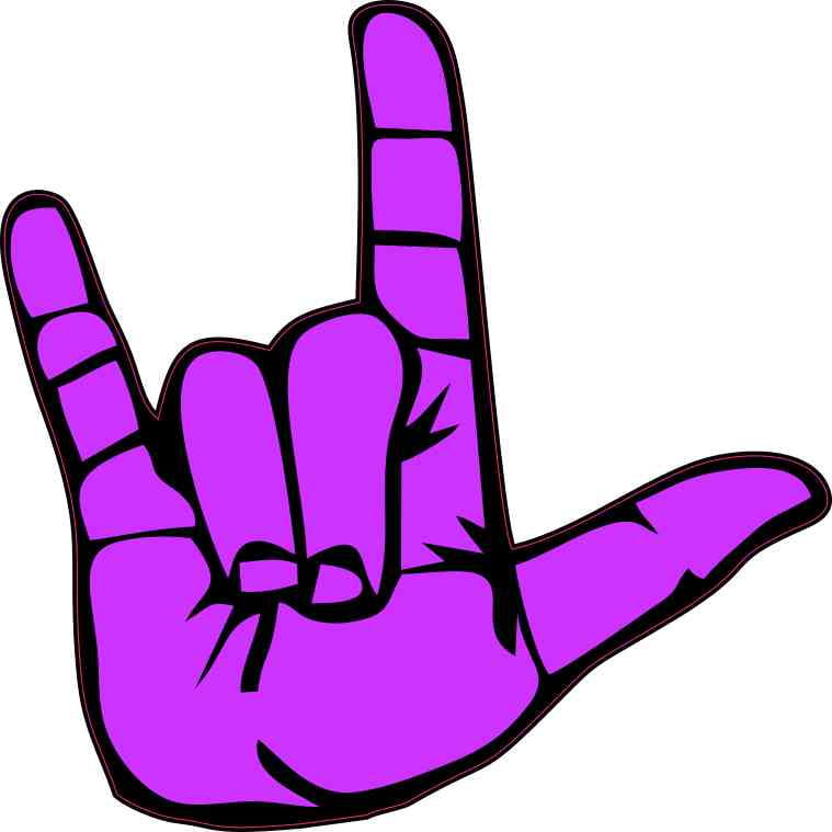 5in x 5in Purple ASL I Love You Sticker - Walmart.com