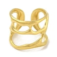 304 Stainless Steel Open Cuff Ring Hollow Wide Band Rings Golden US ...