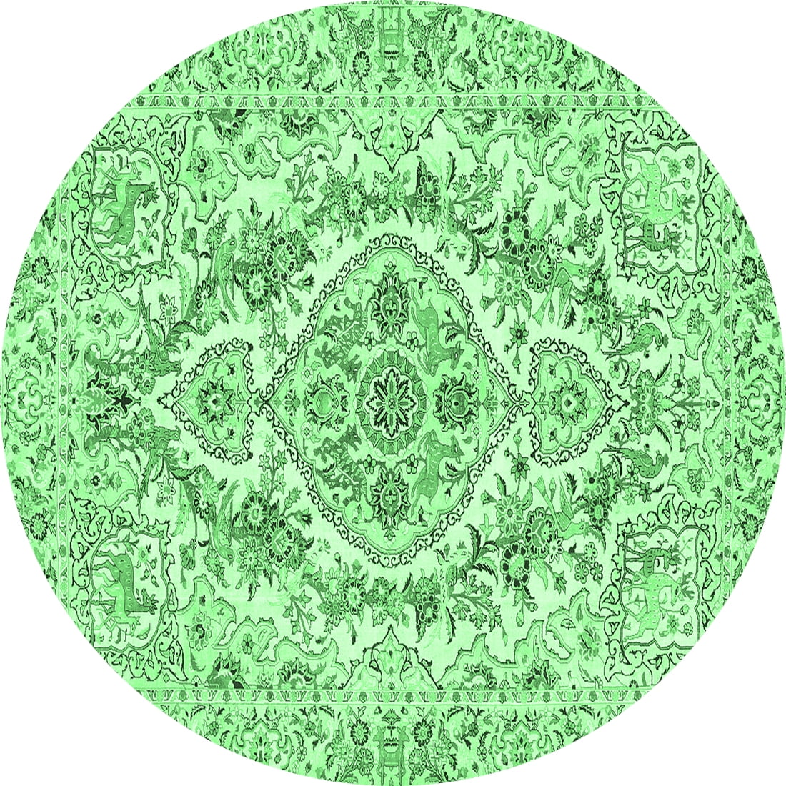 Ahgly Company Indoor Round Medallion Emerald Green Traditional Area ...
