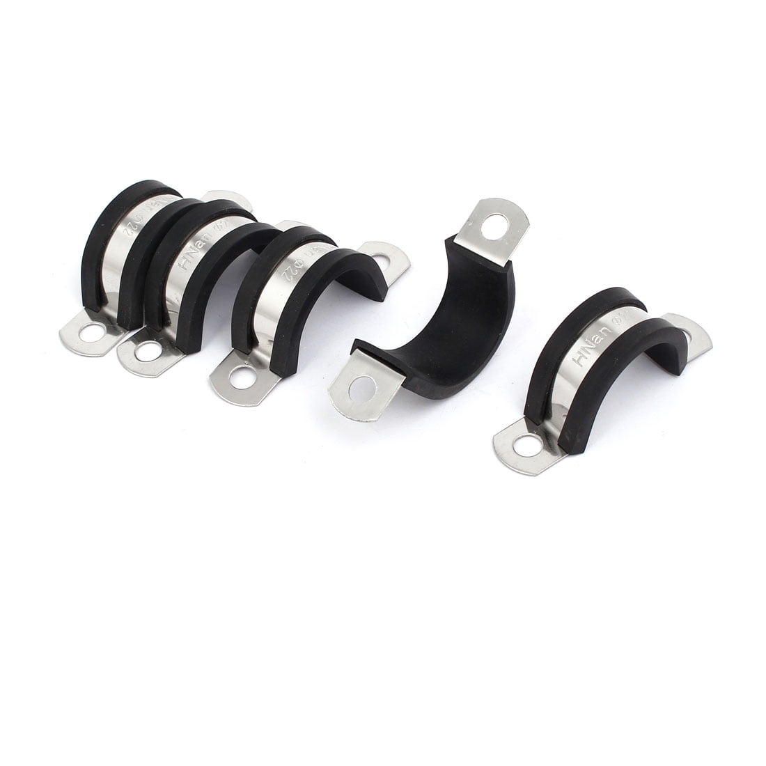 22mm Dia EPDM Rubber Lined U Shaped Pipe Tube Wire Clamps Clips 5pcs ...