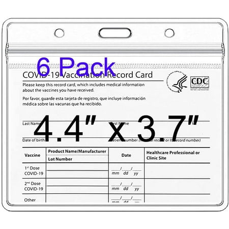 3 Pack - Clear CDC Vaccination Card Protector, 4X3" Immunization Record ...