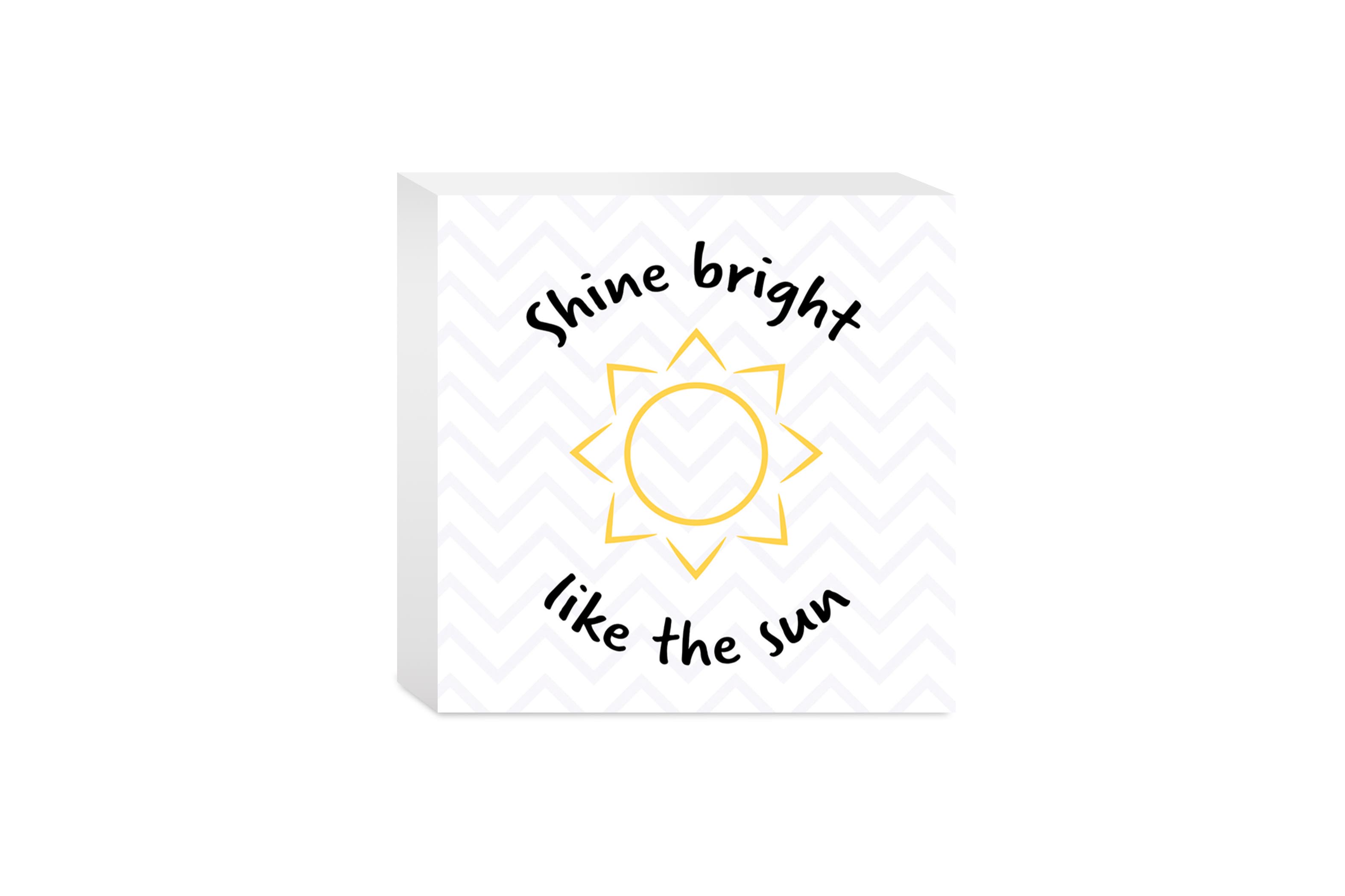 Shine Bright Sun Yellow Sun Chevron 5 x 5 Wood Tabletop Sign Plaque ...