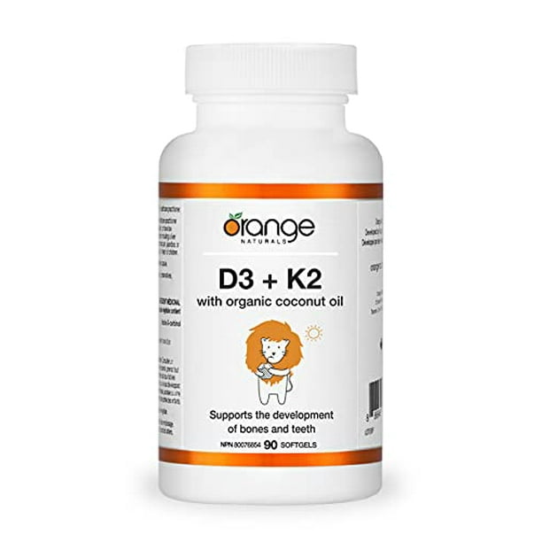 Orange Naturals - Vitamin D3+K2 Softgels with Organic Coconut Oil ...