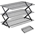 3-Tier Collapsible Cooling Rack with 3-Setting Design, Heavy-Duty Steel ...