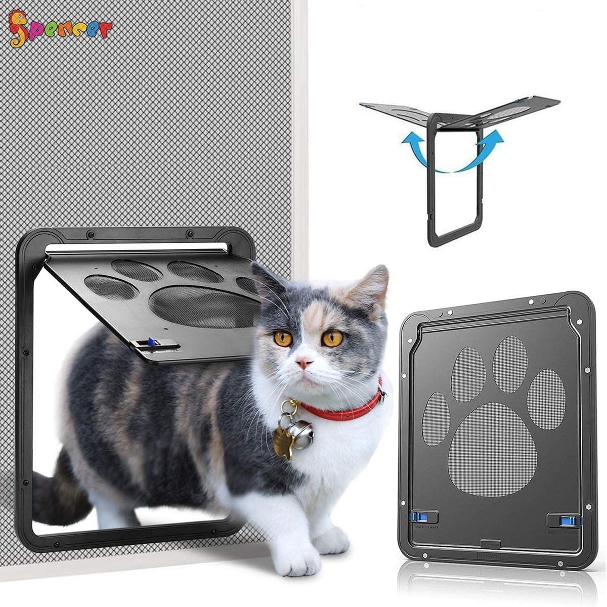 Spencer Sliding Pet Screen Dogs Door, Magnetic Flap Window Screen ...