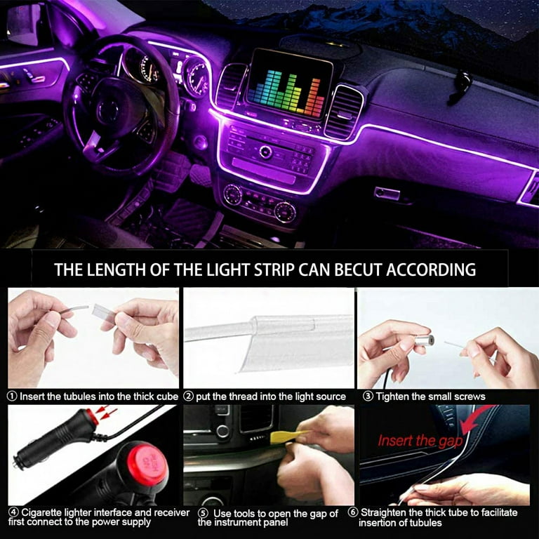 Pimoxv Interior Car Lights Car Accessories for Women Car LED Lights Gifts for Men App Control Inside Car Decor with USB Port Music Sync Color Change