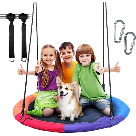 Saucer Tree Swing 40 Inch in Multi-Color Rainbow – Kids Indoor/Outdoor ...
