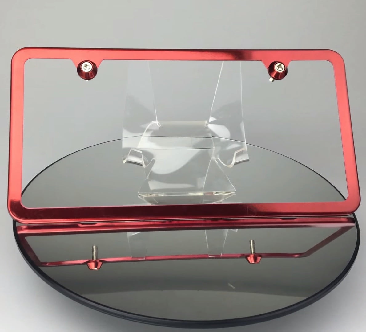 Slim 2 Holes Style Powder Coated Candy Red Stainless Steel License ...