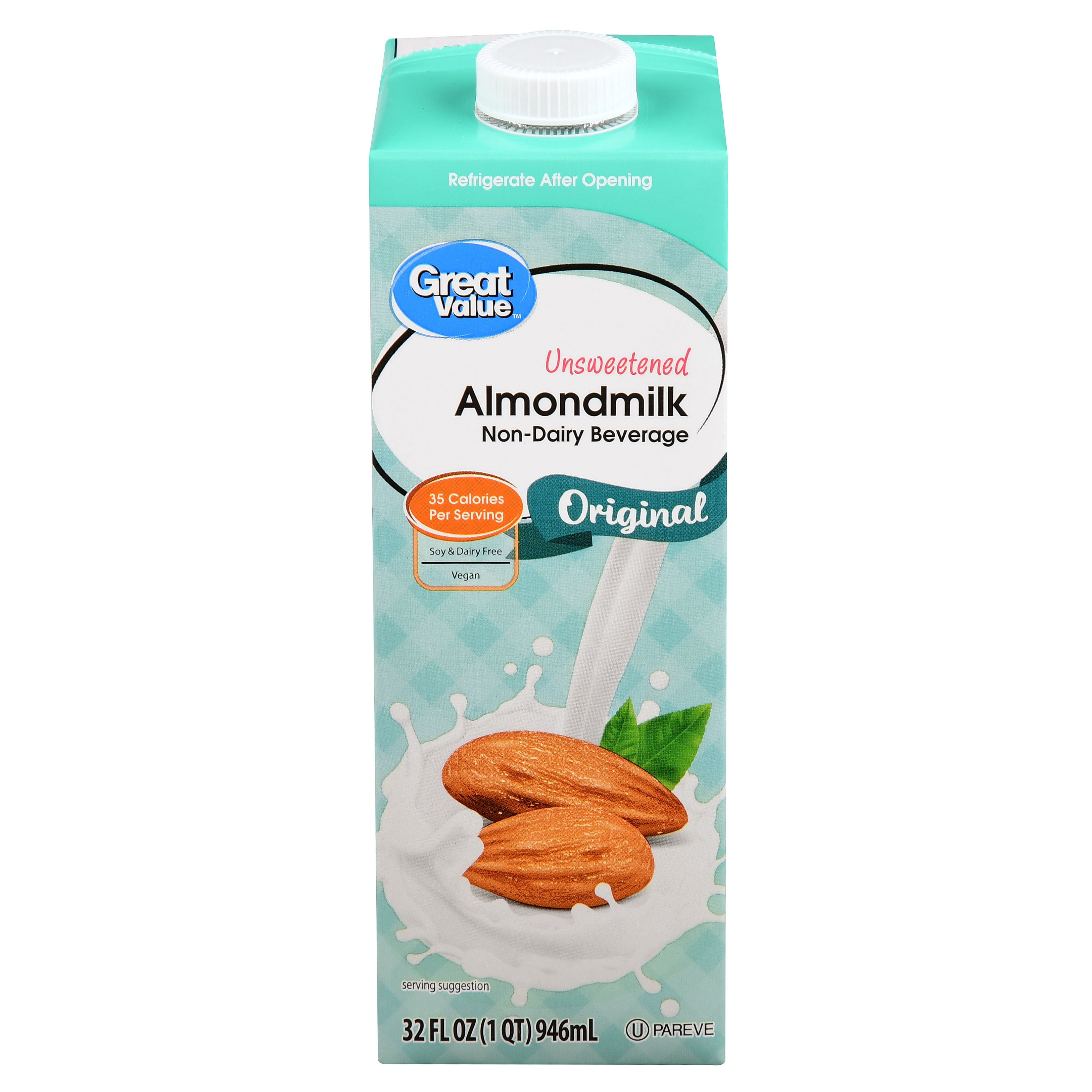 6 Pack Great Value Original Almond Milk Unsweetened 32 Fl Oz 6 Pack Great Value Original Almond Milk Unsweetened 32 Fl Oz
