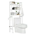 White Wooden 3-Tier Over The Toilet Storage Rack with Paper Holder and ...