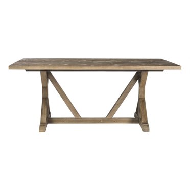 Weston Home 78" Rectangular Oak Top Dining Table with Oak Trestle Base ...