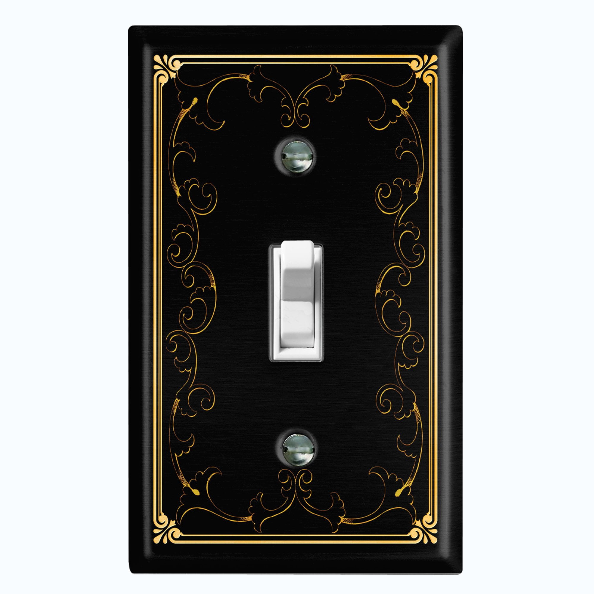 Metal Light Switch Plate Cover Elegant Victorian Floral Frame Black ...