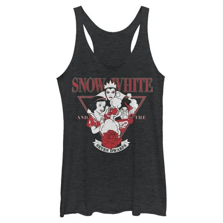 Disney Snow White Evil Queen Edgy Rose Juniors Tri Blend Tank, Black ...