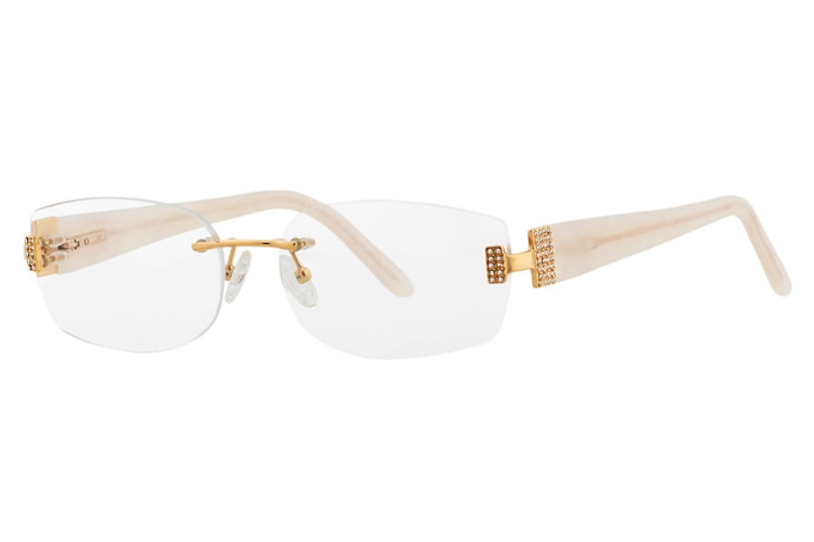 2338 C21 Rimless Ivory Gold Clear Crystals Eyeglasses - Walmart.com