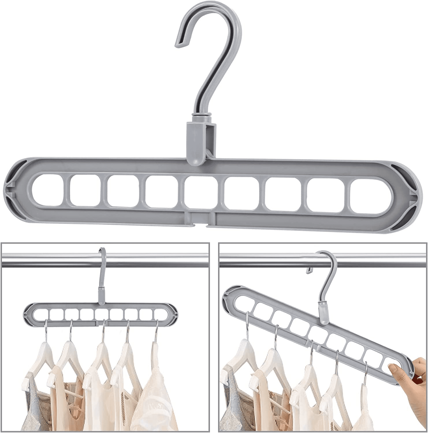 4 Packs Closet Organizer Magic Space Saving Hangers with 9 Holes ...