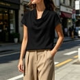 biudgviw Cowl Neck Tops for Women Silk Satin Business Work Shirts ...