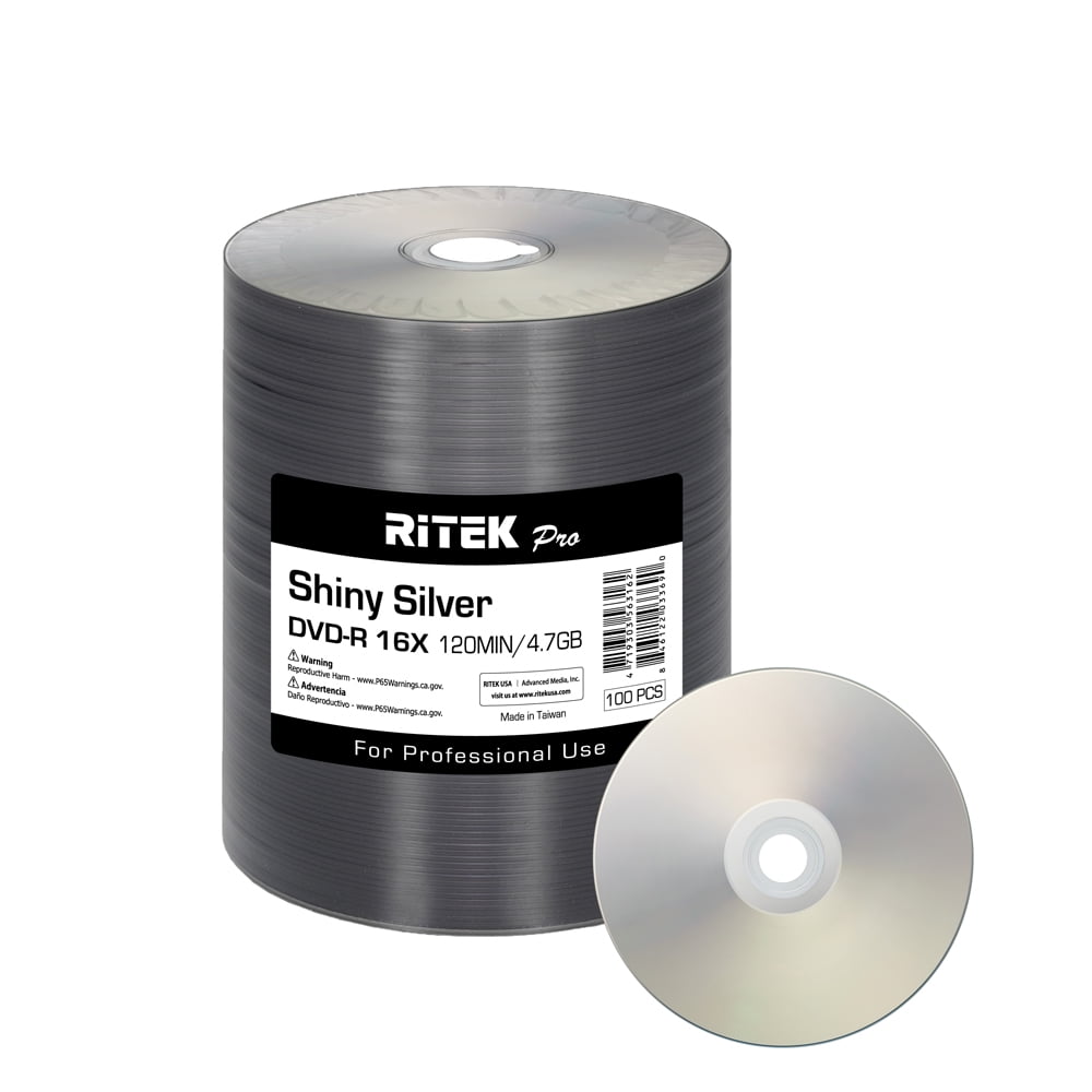 100 Pack Ritek Pro (Professional Grade) DVD-R 16X 4.7GB AZO Dye (MID ...