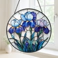 Stained Glass Style Blue Iris Window Suncatcher, Fantasy Botanical Art ...