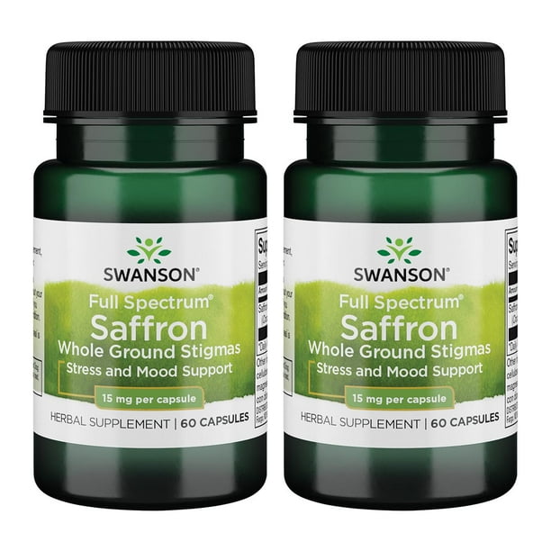 Swanson Full Spectrum Saffron Whole Ground Stigmas 15 mg 60 Caps 2 Pack ...