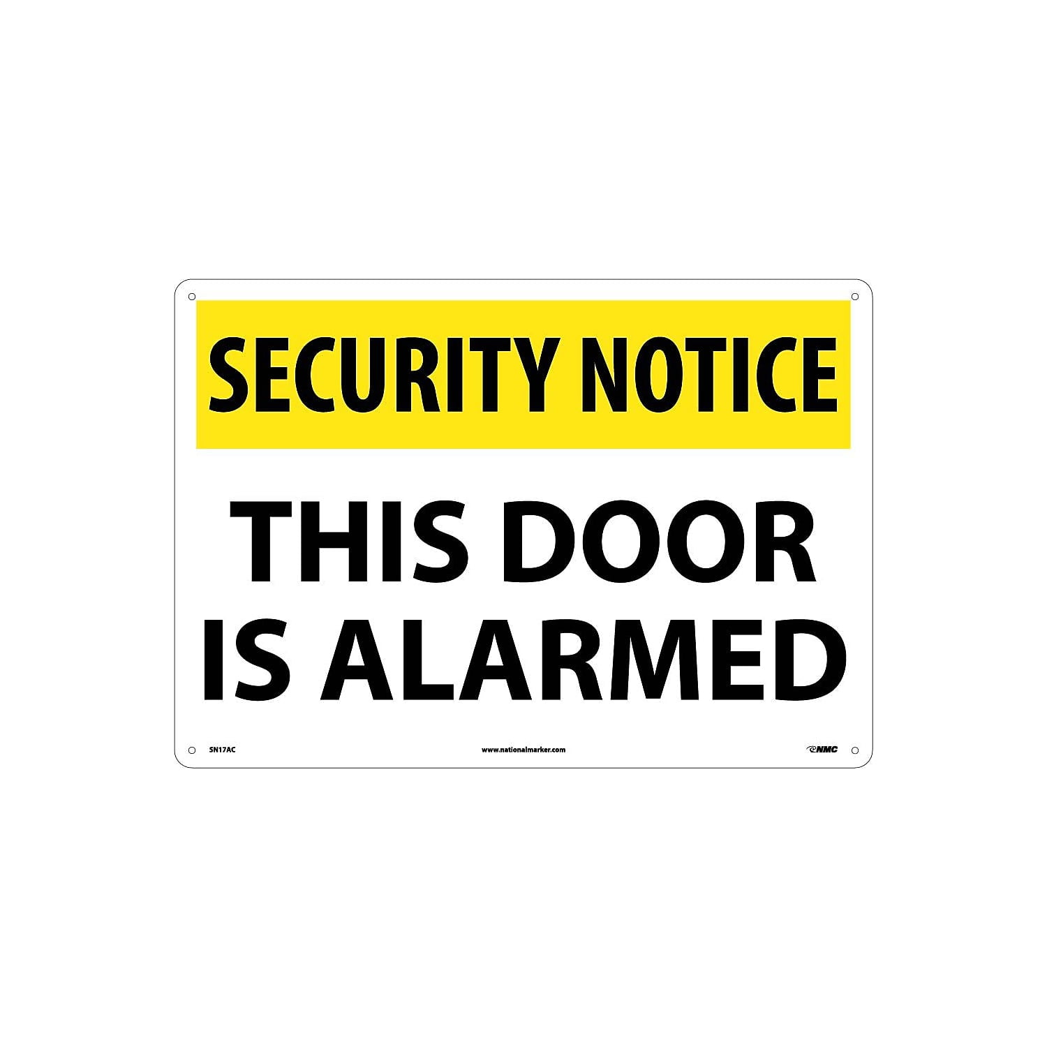 National Marker Security Notice Signs; This Door Is Alarmed 14X20 .040 ...