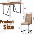 Contemporary Dining Table and 6 Chairs Set, Brown Wood Grain Fishbone ...